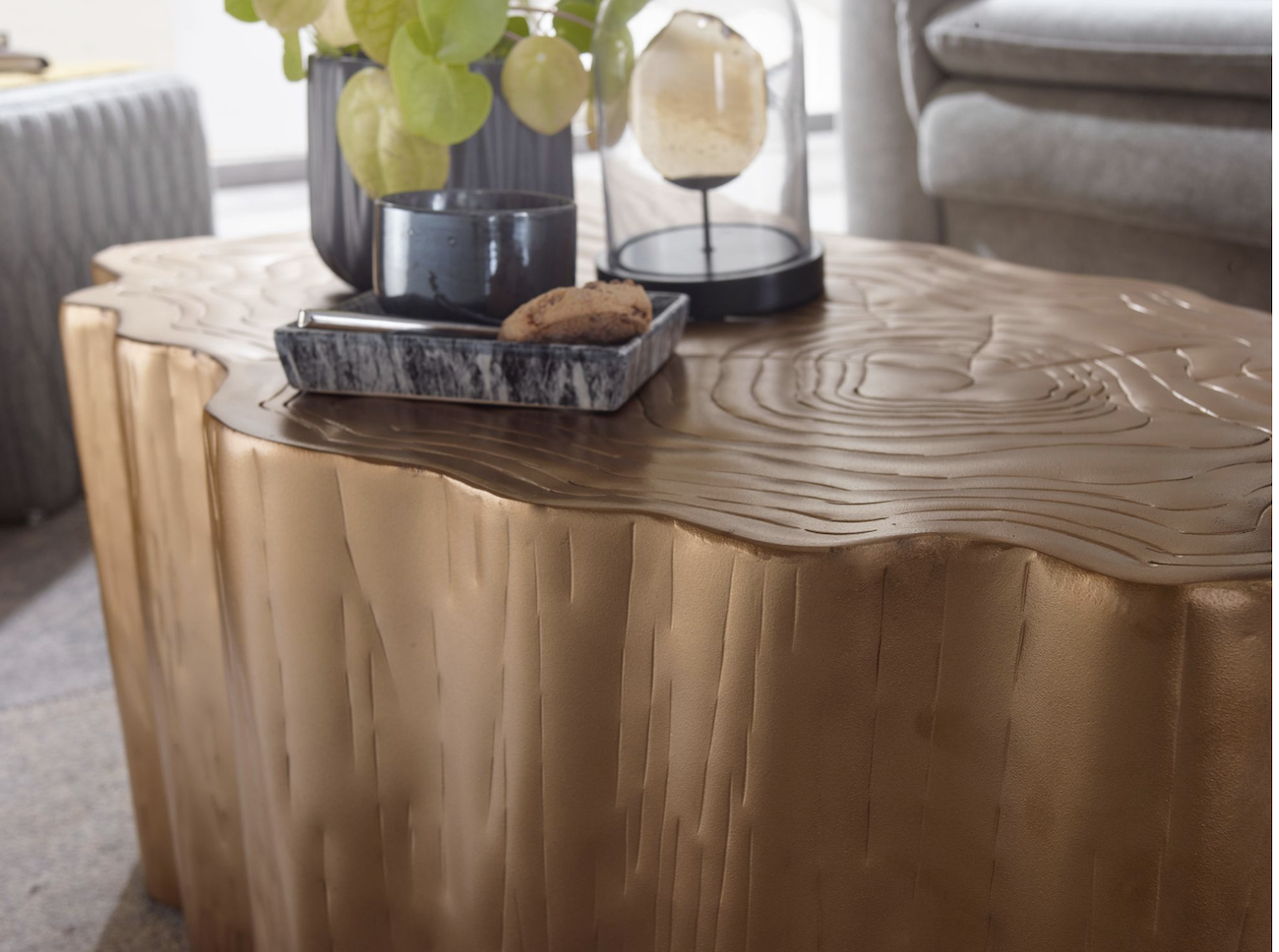 Wohnling Stolik kawowy aluminiowy pień drzewa złoty 80cm / WL6.697